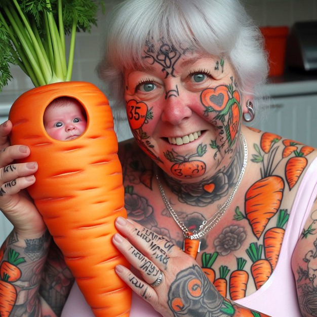 Carrot lady' who has 35 carrot tattoos