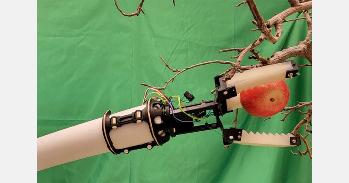 Robotic gripper for automated apple picking developed